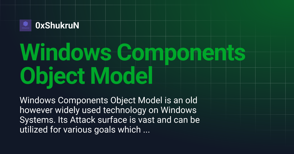 Windows Components Object Model | 0xShukruN
